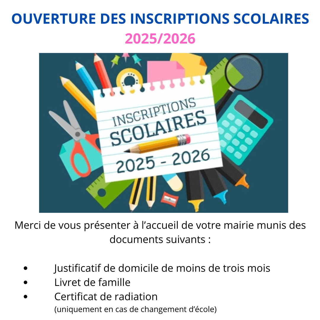 Actualités - OUVERTURE DES INSCRIPTIONS SCOLAIRES 2025/2026 - Mairie de Villeveyrac