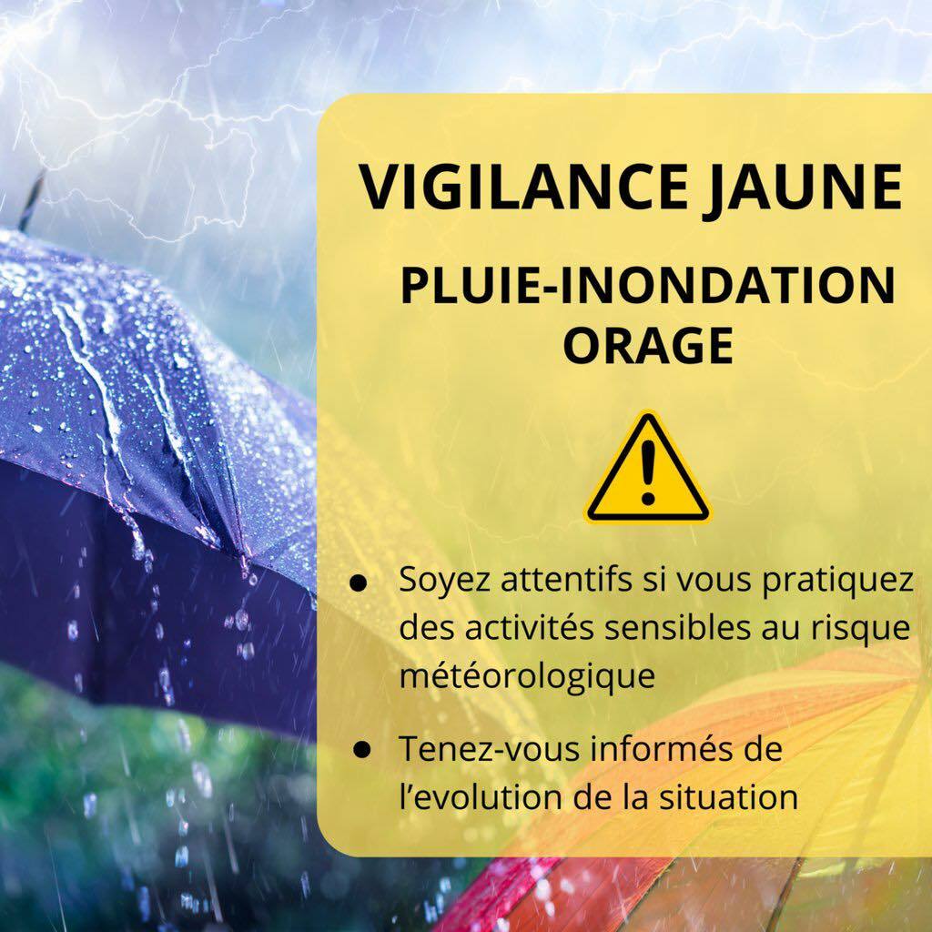 Noticias - VIGILANCE JAUNE ORAGE/ PLUIE INONDATION - 22/12/2025 ...